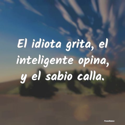 El idiota grita, el inteligente opina, y