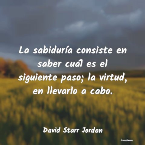 La sabiduría consiste en saber cuál es